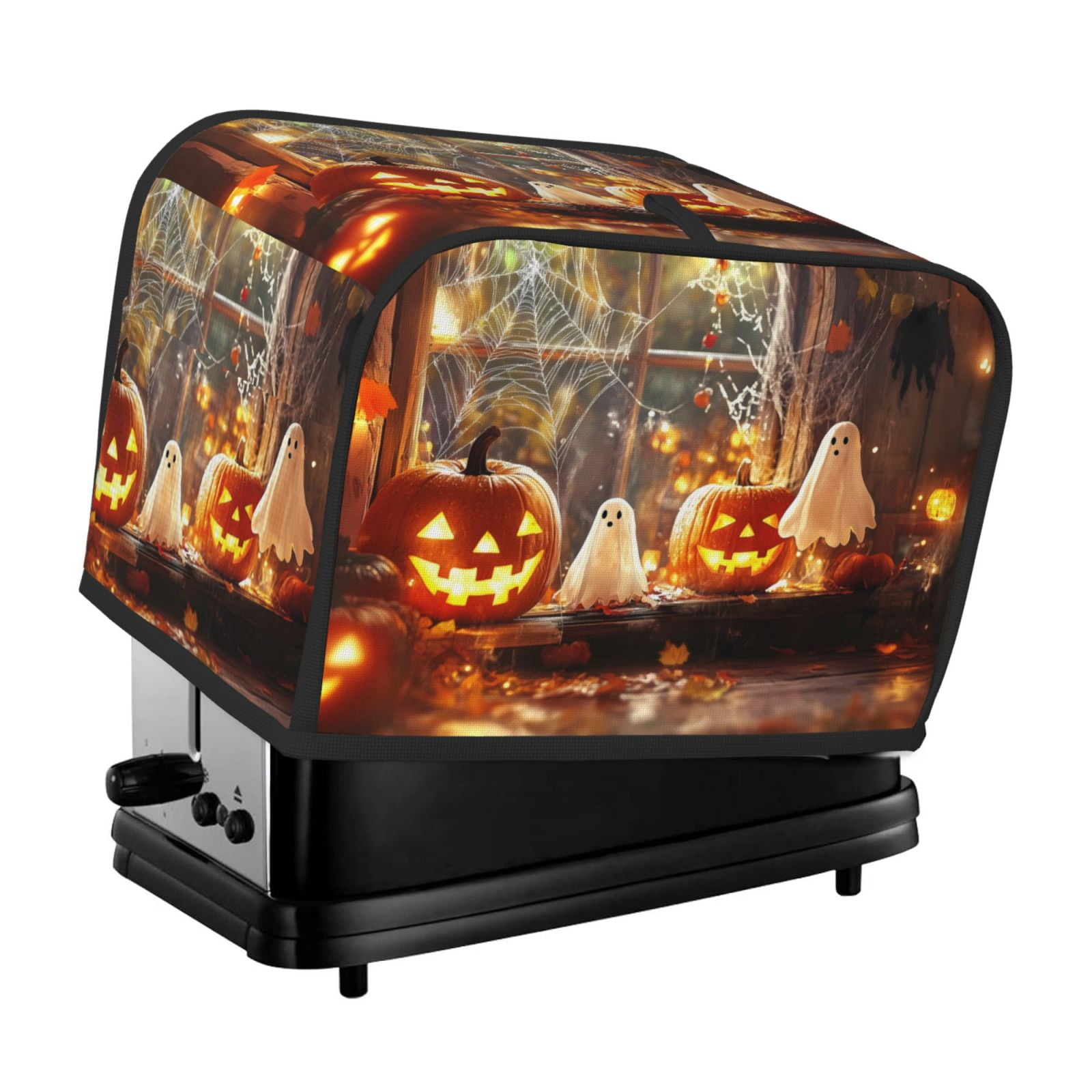 2 Slice Toaster Cover with Pockets - Halloween Windowsill Pumpkin Ghost ...