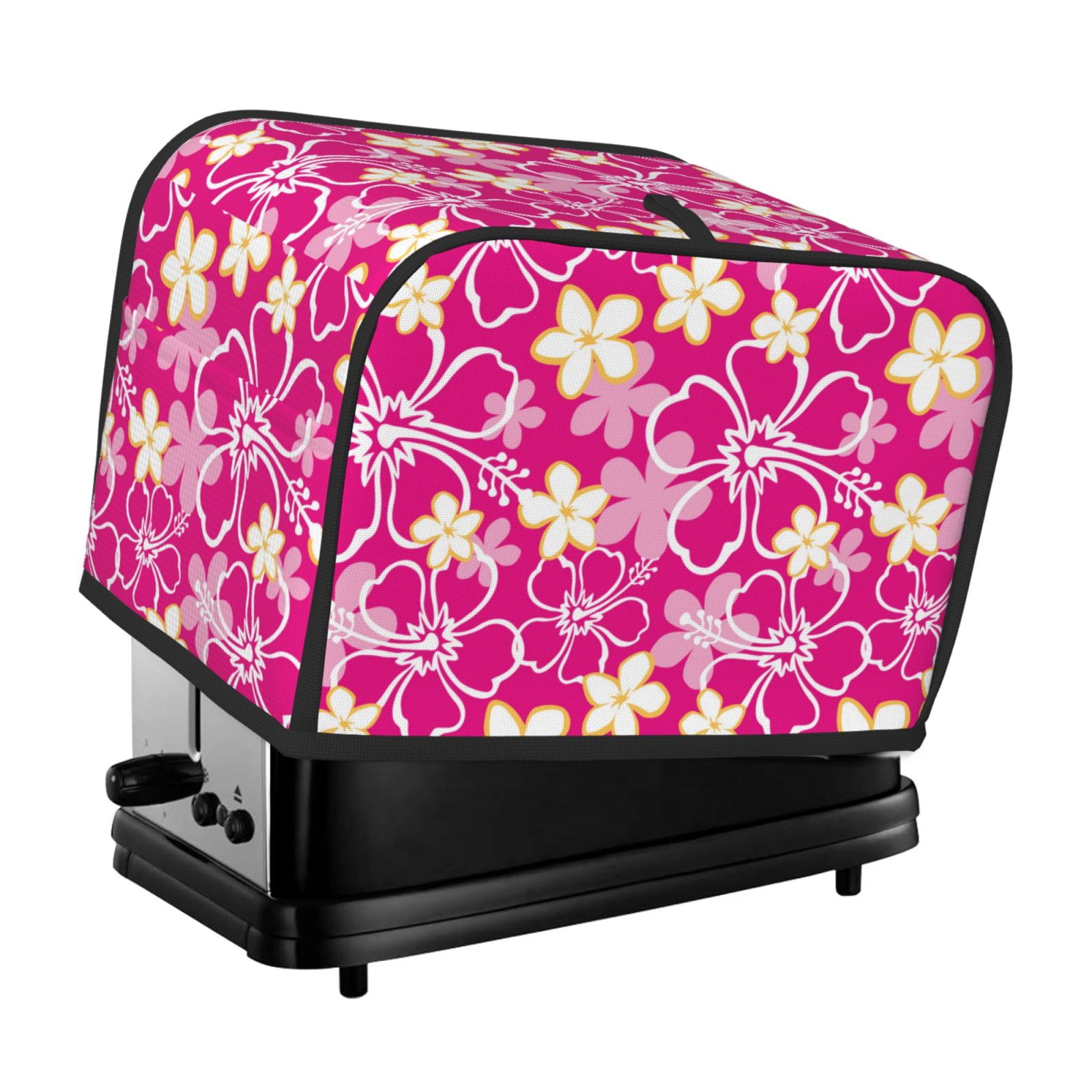 2 Slice Toaster Cover with Pockets - Hawaiian Style Pink Flower Water ...