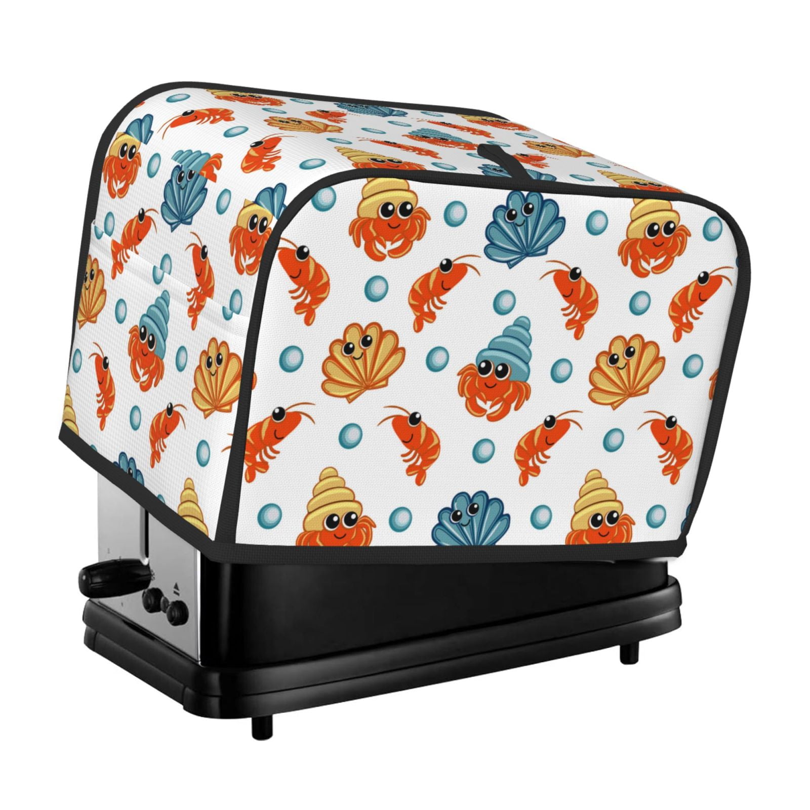 2 Slice Toaster Cover with Pockets - Hermit Crab Shrimp Scallop Water ...