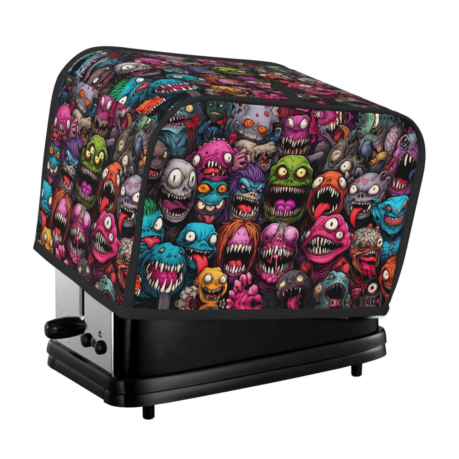 2 Slice Toaster Cover with Pockets - Monstrous Cartoon Characters Water ...