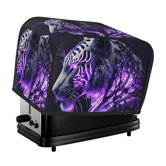 2 Slice Toaster Cover with Pockets - Purple Pattern White Tiger Water ...