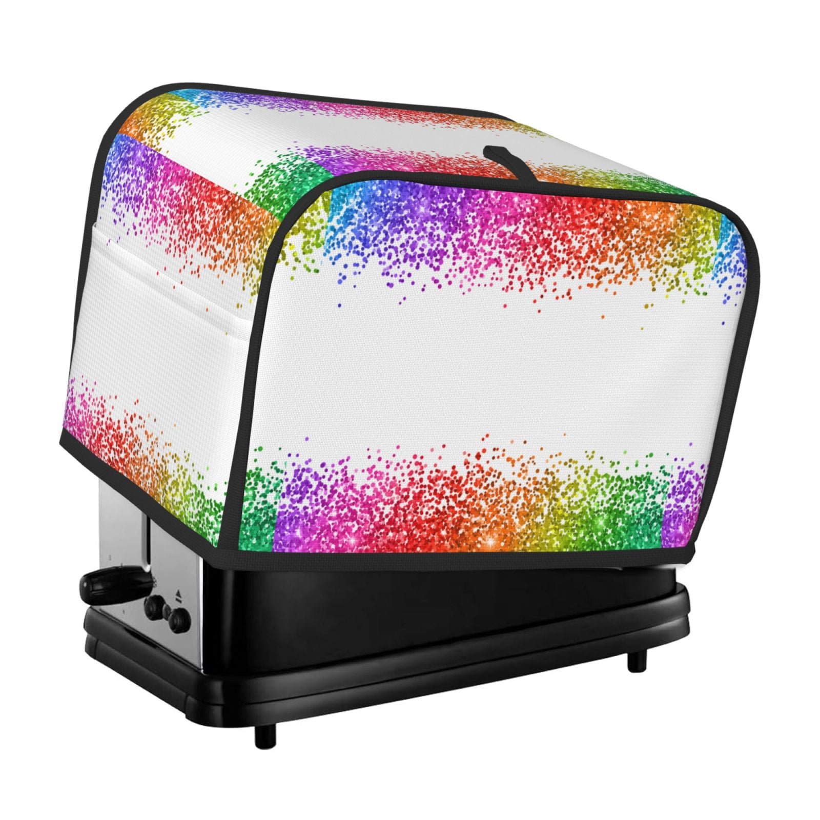 2 Slice Toaster Cover with Pockets, Rainbow Glitter Frame Bread Machine ...
