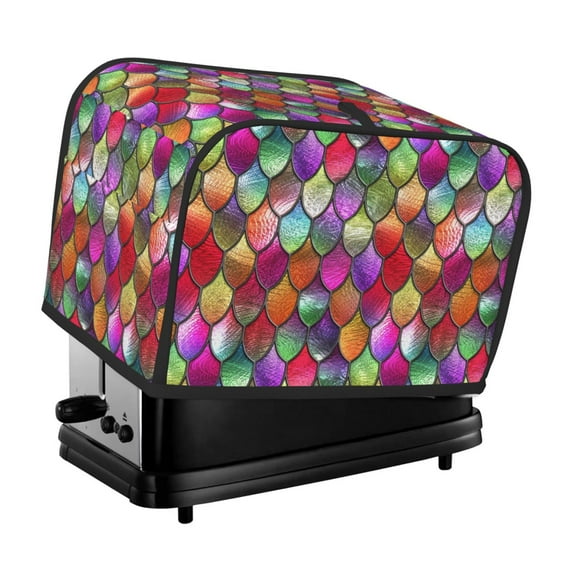 2 Slice Toaster Cover with Pockets - Stained glass Rainbow fish scales ...