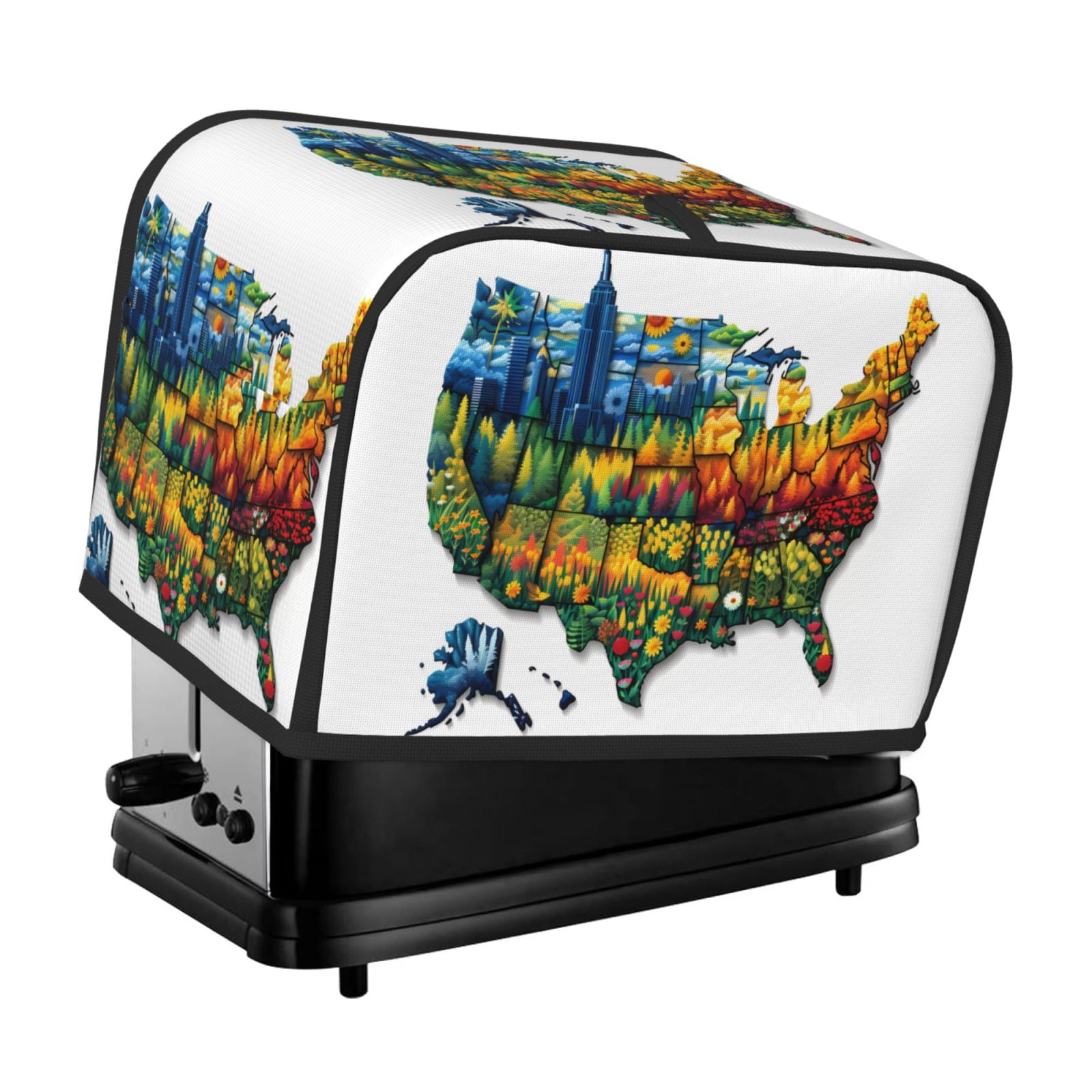 2 Slice Toaster Cover with Pockets - USA Map Floral States Water Proof ...