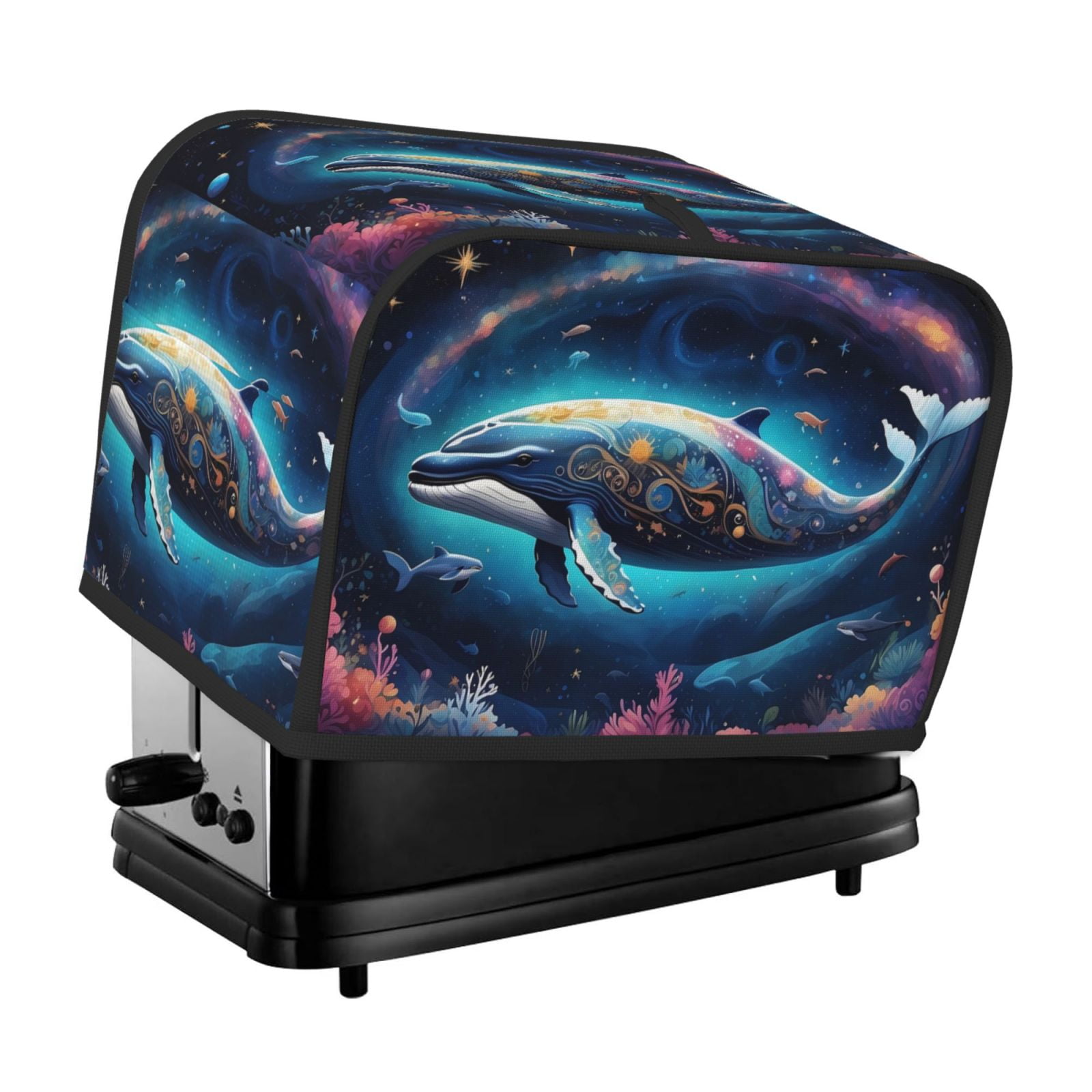 2 Slice Toaster Cover with Pockets - Vintage Colorful Patterned Dolphin ...