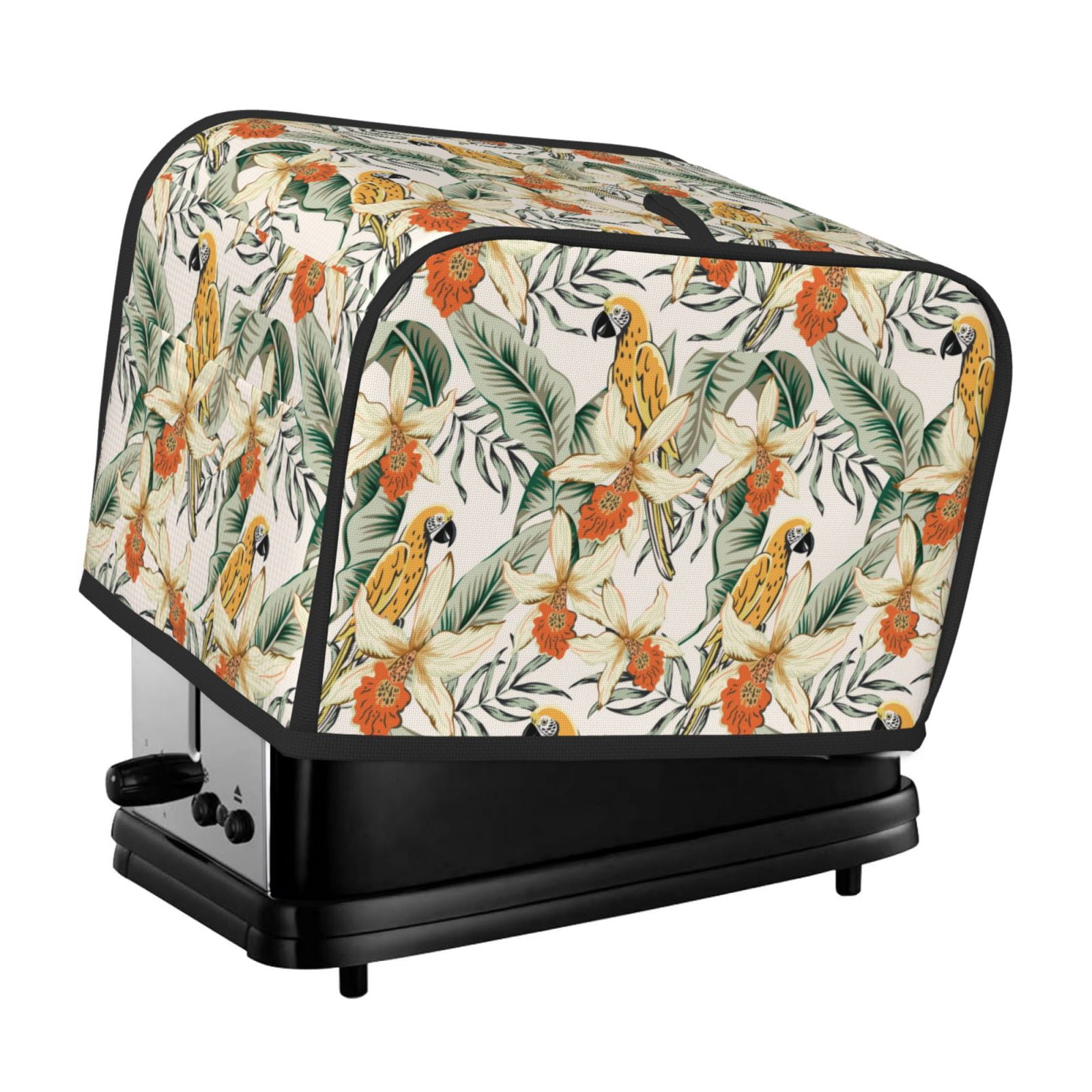 2 Slice Toaster Cover with Pockets - Vintage Cute Parrot Flower Plant ...