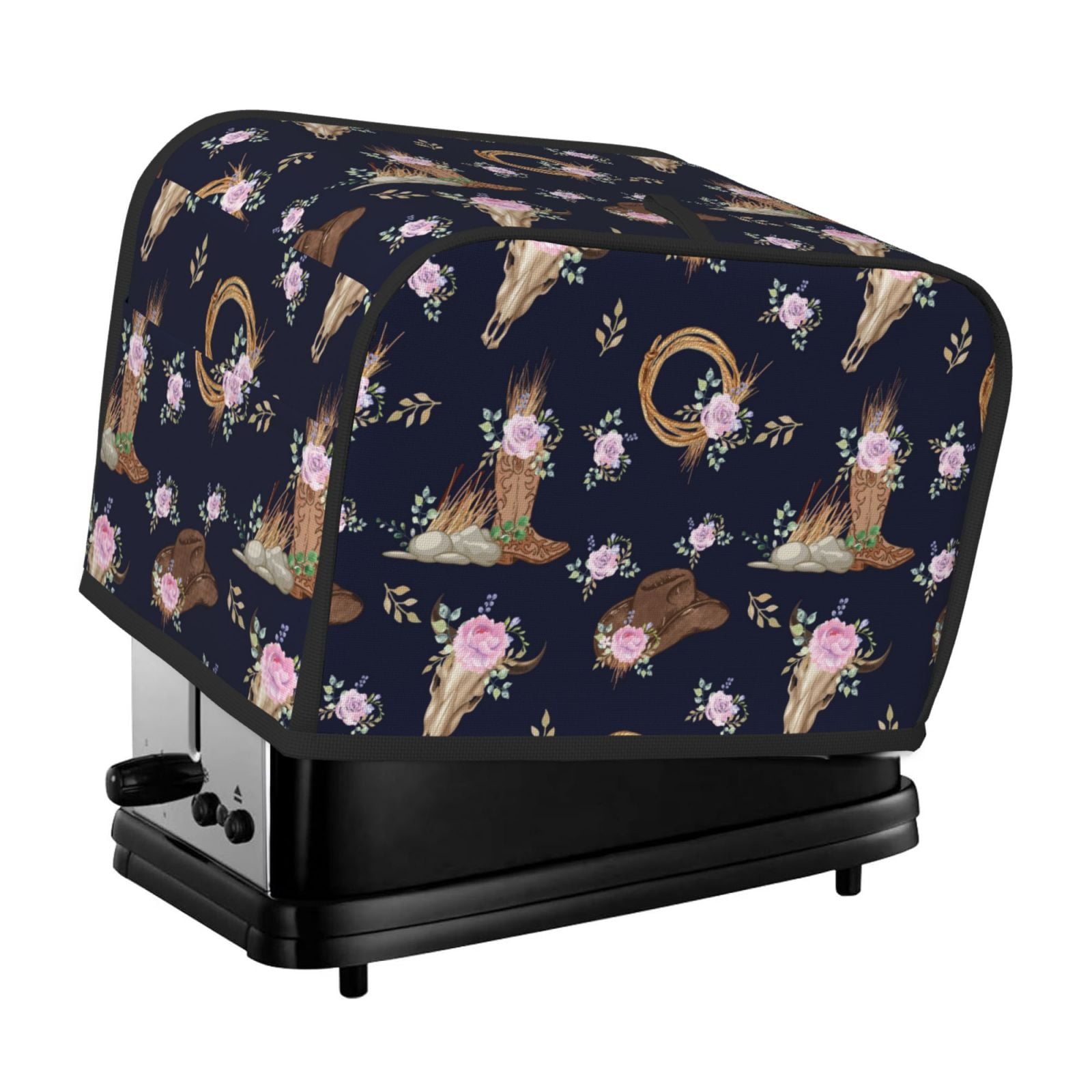 2 Slice Toaster Cover with Pockets - cow skulls cowgirl flowers Water ...