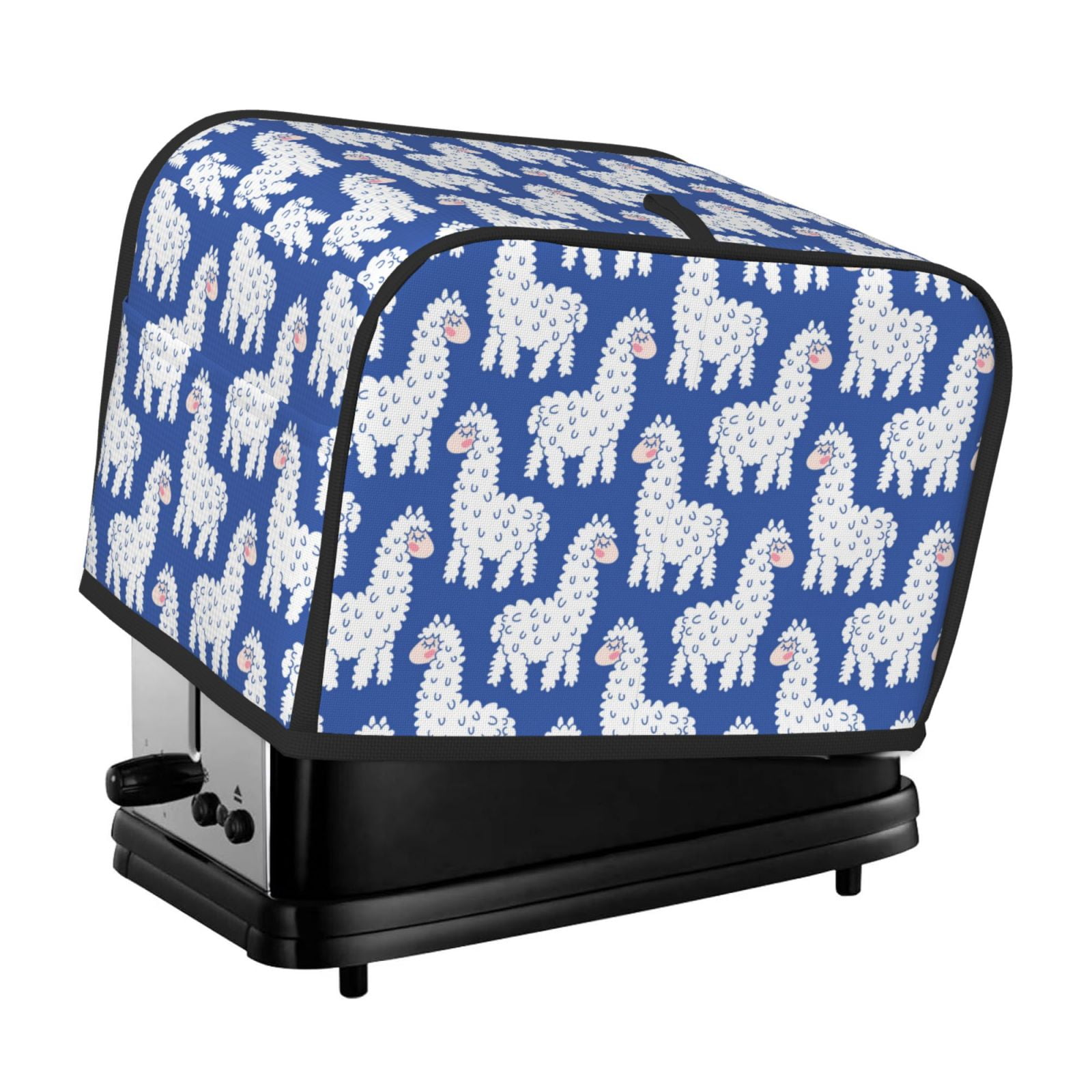 2 Slice Toaster Cover with Pockets - cute cartoon lama alpaca blue ...