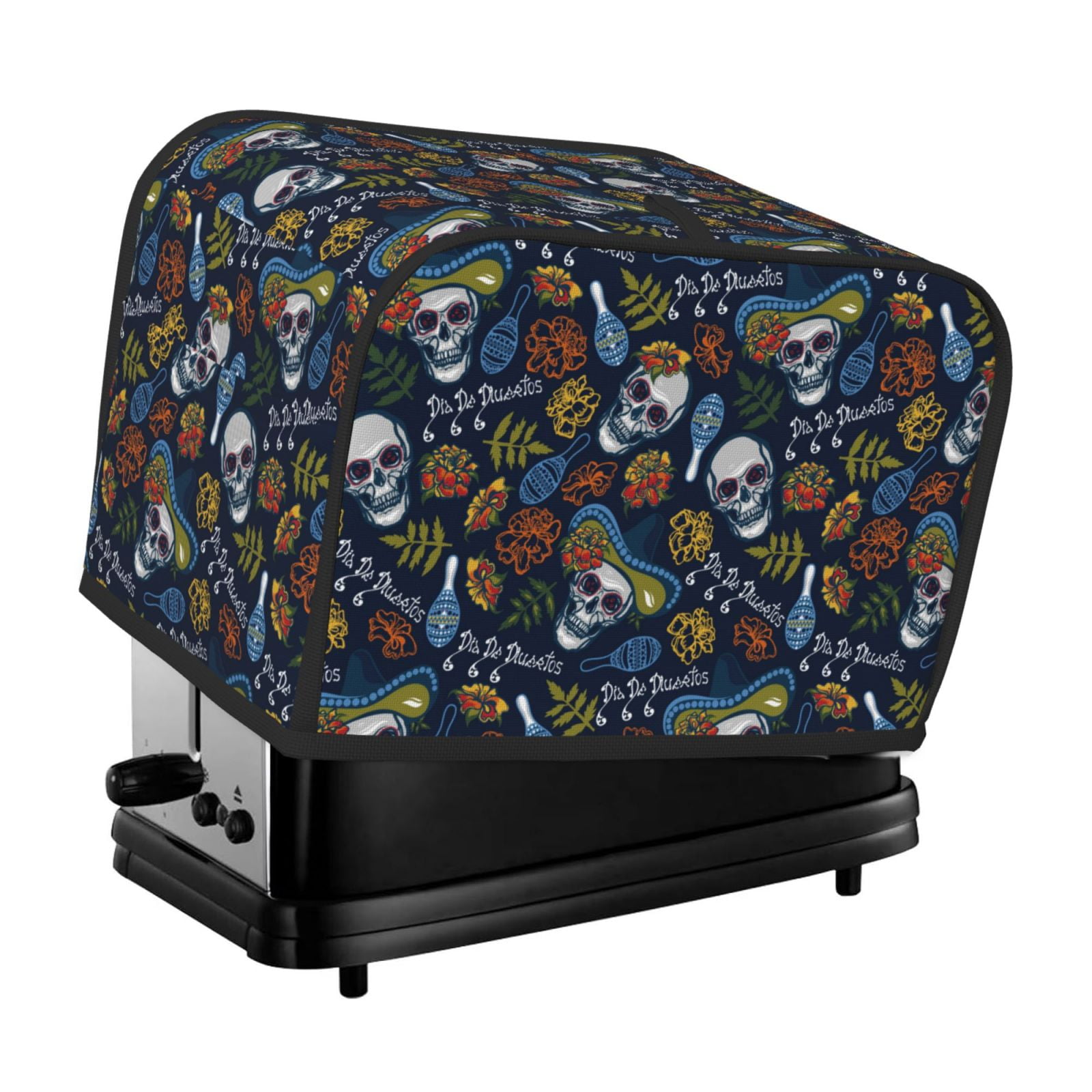 2 Slice Toaster Cover with Pockets - flower skull Water Proof Dustproof ...