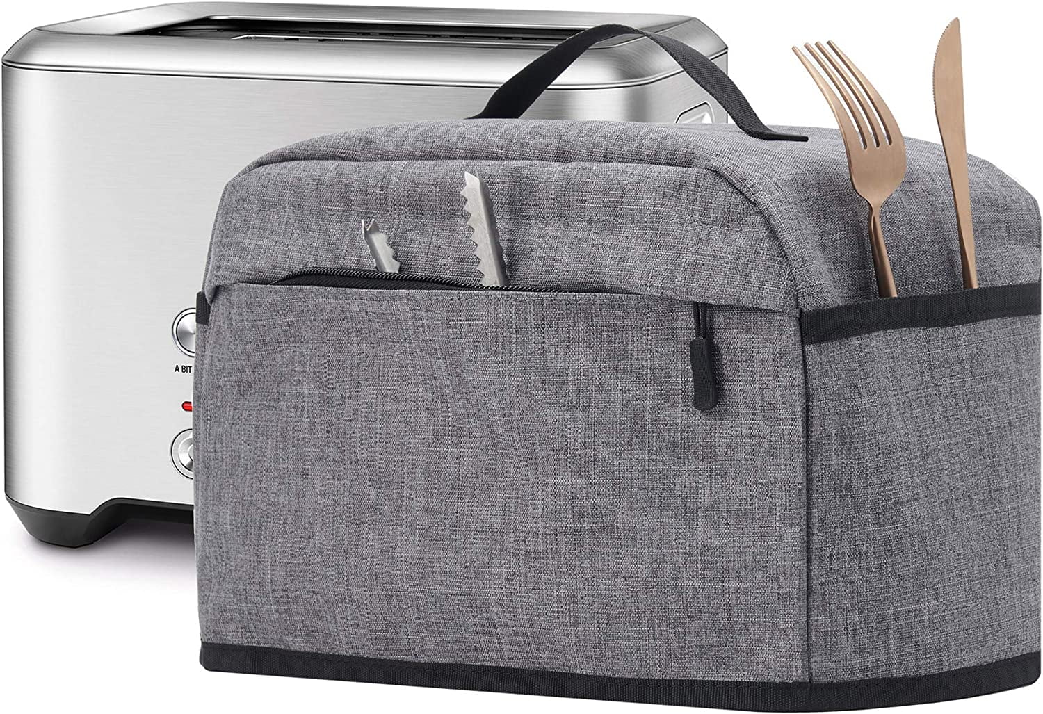 2 Slice Toaster Cover with Zipper & Open Pockets, 2-in-1 Toaster Bag ...