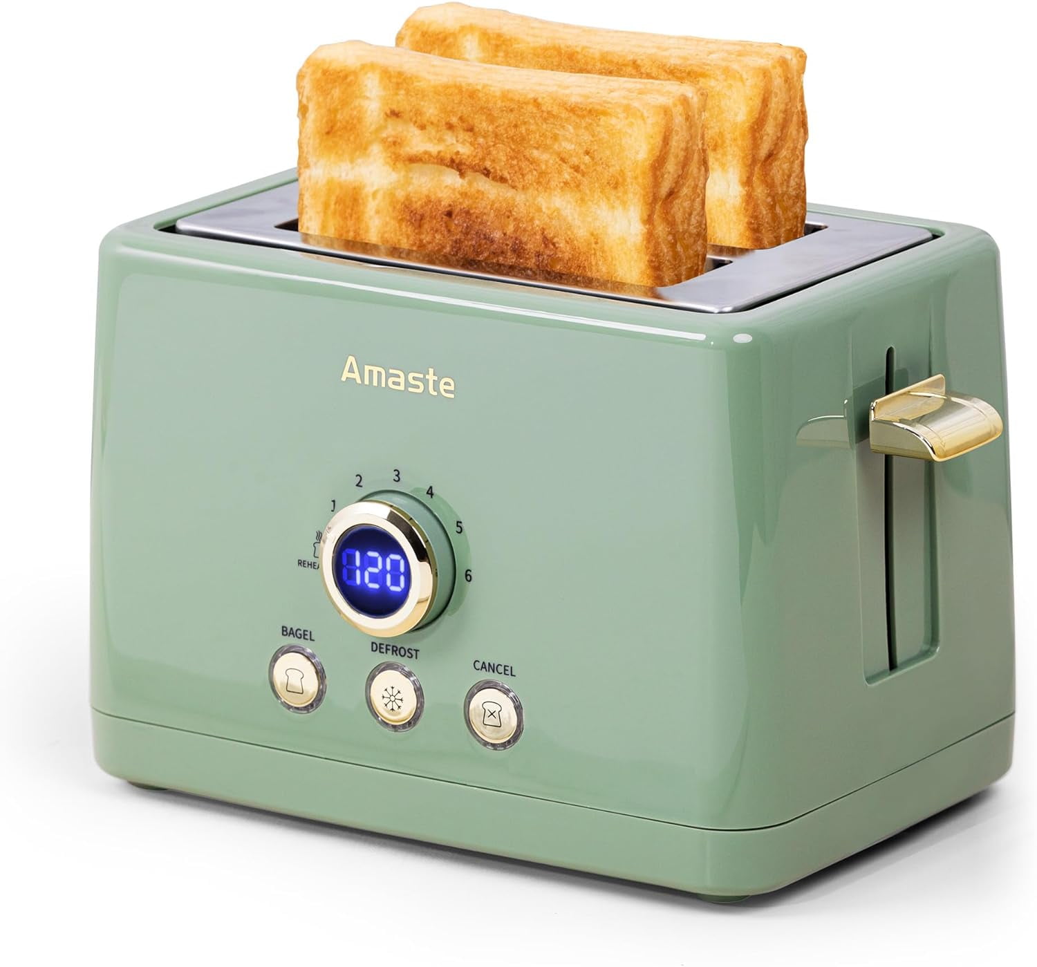 2 Slice Toaster, Retro Bread Toaster with LED Digital Countdown Timer ...