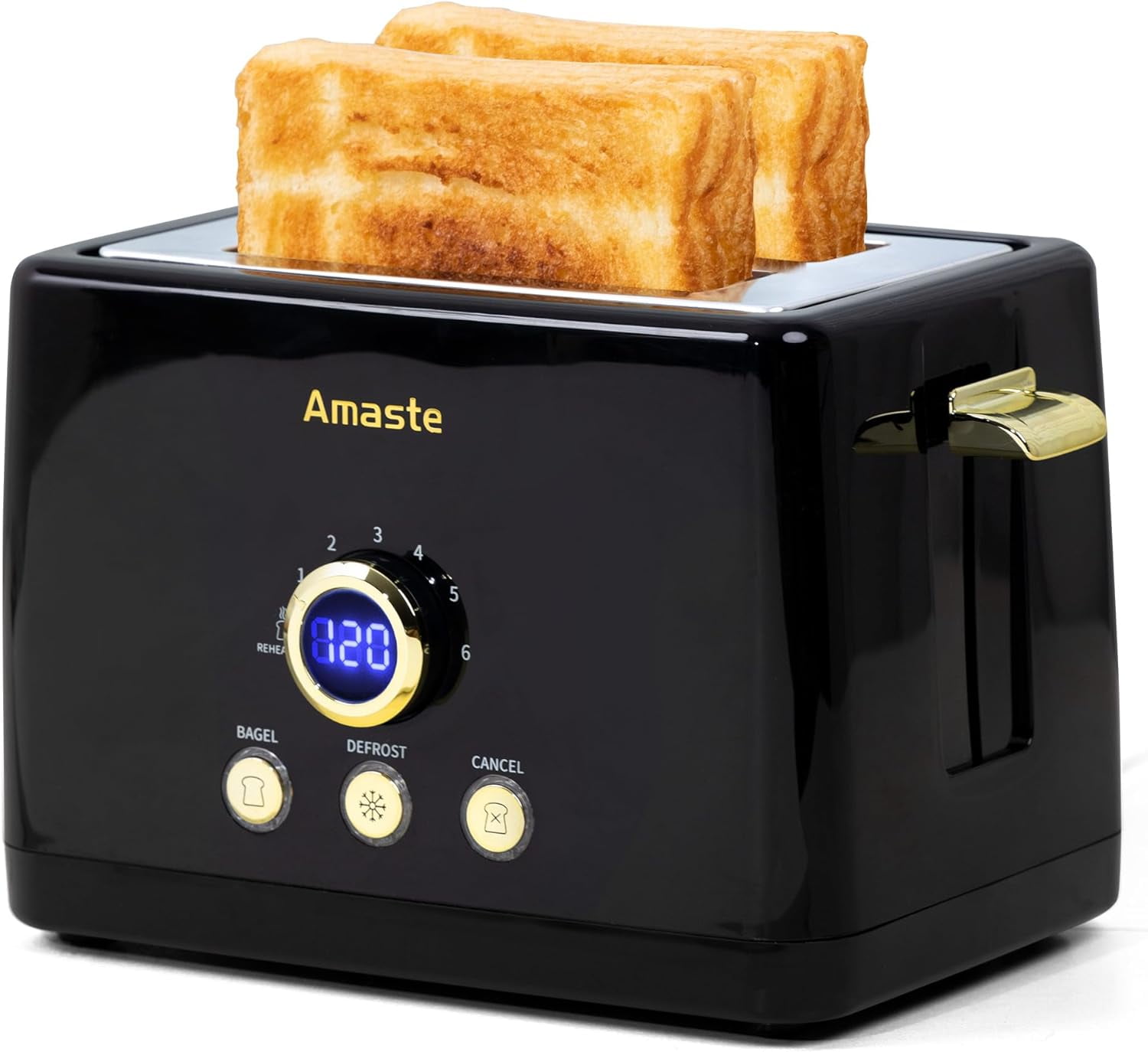 2 Slice Toaster, Retro Bread Toaster with LED Display, Extra Wide Slots ...