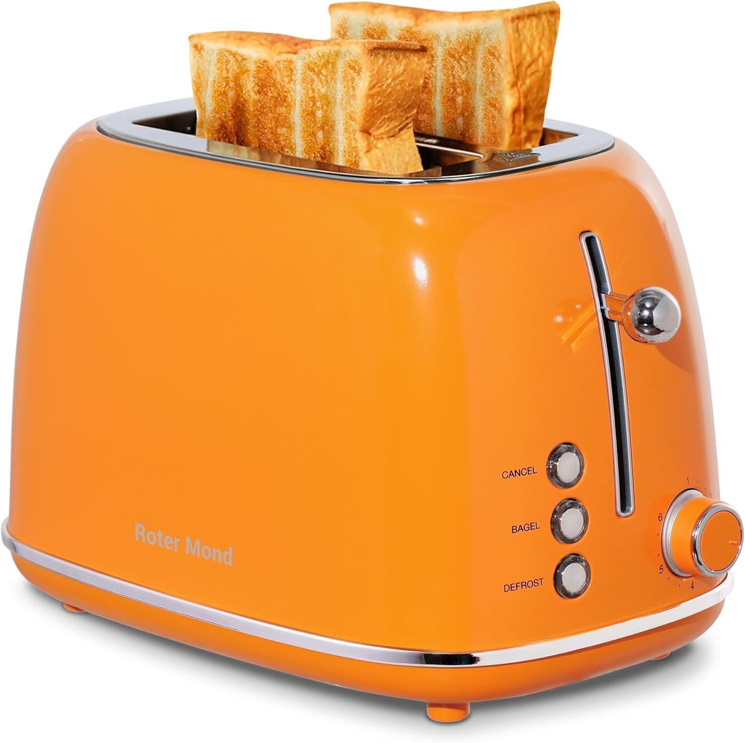 2 Slice Toaster Roter Mond Retro Stainless Steel Toaster with Bagel ...