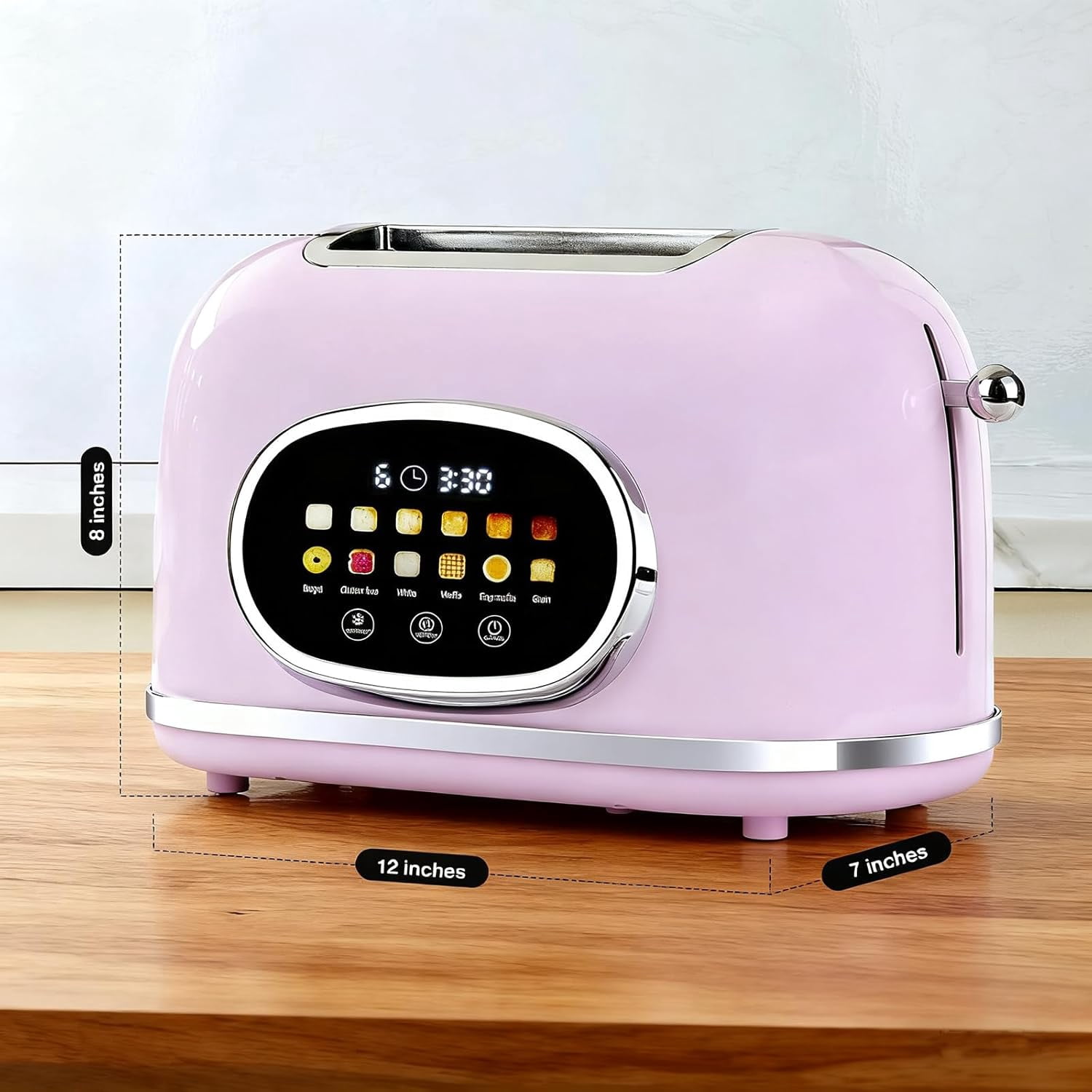 2 Slice Toaster Smart Touch Screen, Retro Stainless Steel Bread Toaster ...