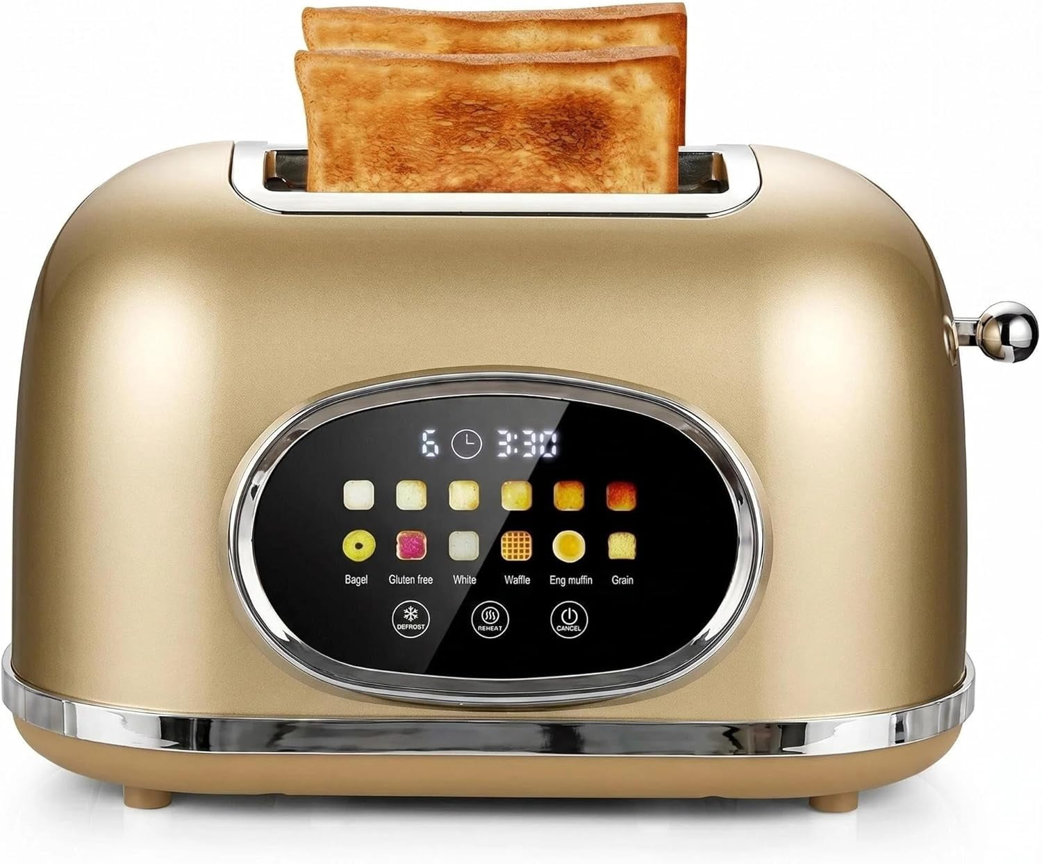 2 Slice Toaster Smart Touch Screen, Retro Stainless Steel Bread Toaster ...