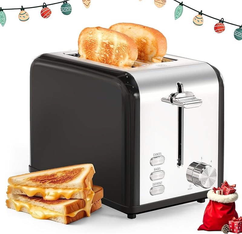 2-Slice Toaster, Stainless Steel Toaster, 6 Browning Setting and 3 ...