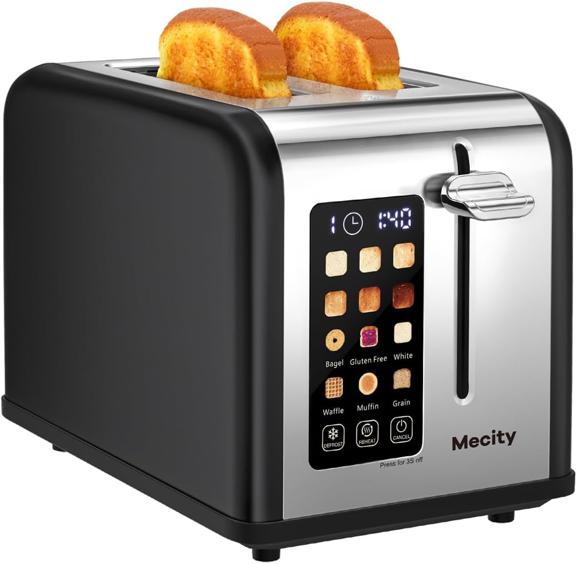 2 Slice Toaster Touch Screen 1.5" Wide Slot, Stainless Steel Smart ...