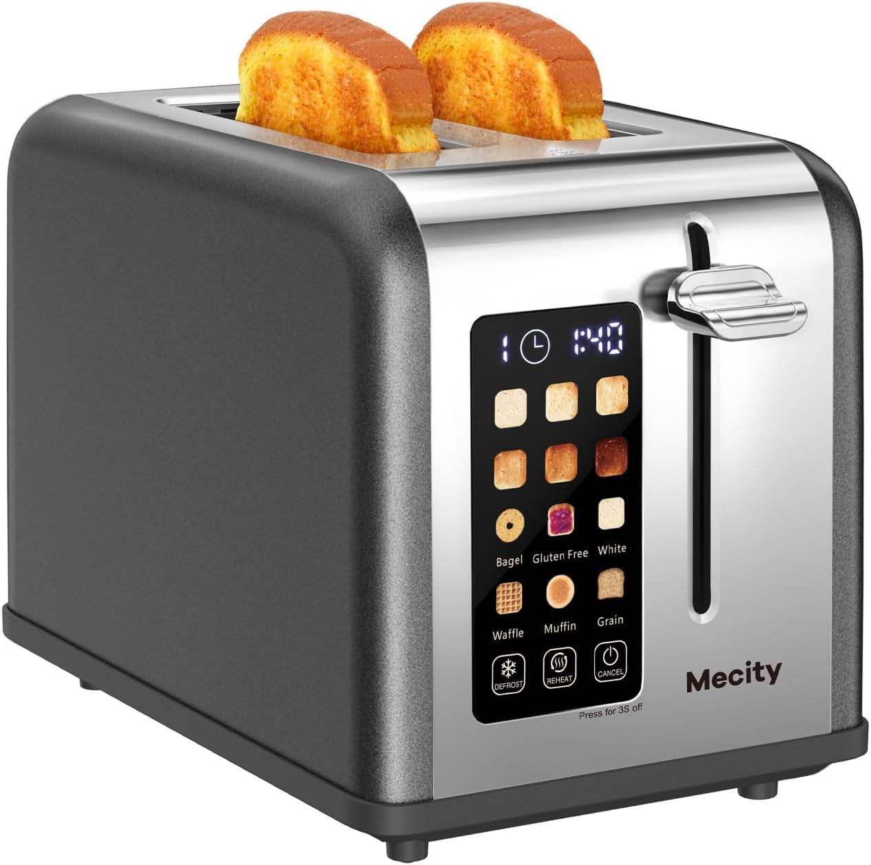 2 Slice Toaster Touch Screen 1.5" Wide Slot, Stainless Steel Smart ...
