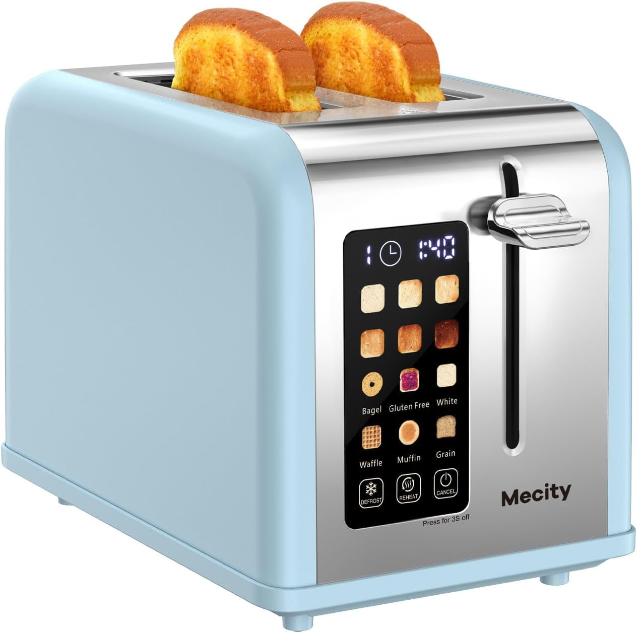 2 Slice Toaster Touch Screen 1.5" Wide Slot, Stainless Steel Smart ...