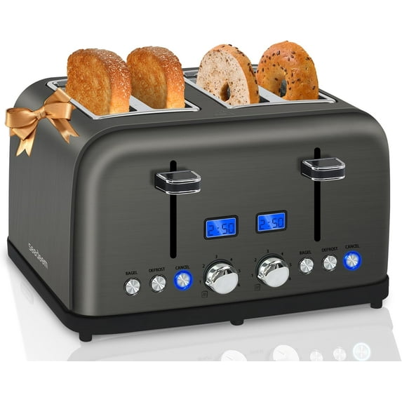2 Slice Toaster Touch Screen, Stainless Steel Toasters Digital Timer 2 ...