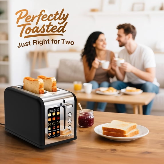 2 Slice Touch Screen Toaster, Stainless Steel Toaster with Wide Slots ...