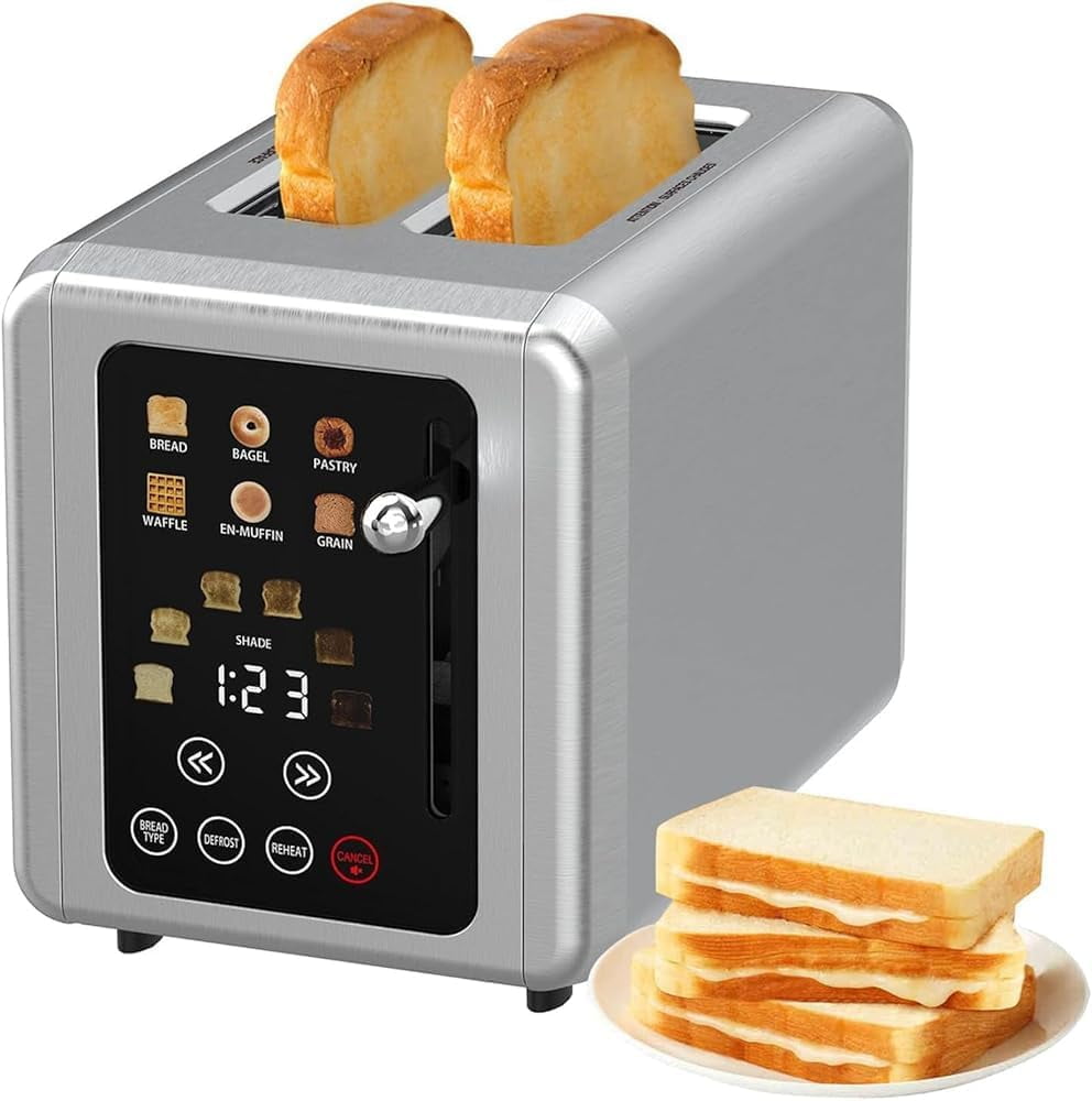 2-Slice Touchscreen Smart Toaster, Stainless Steel Toaster with Sound ...