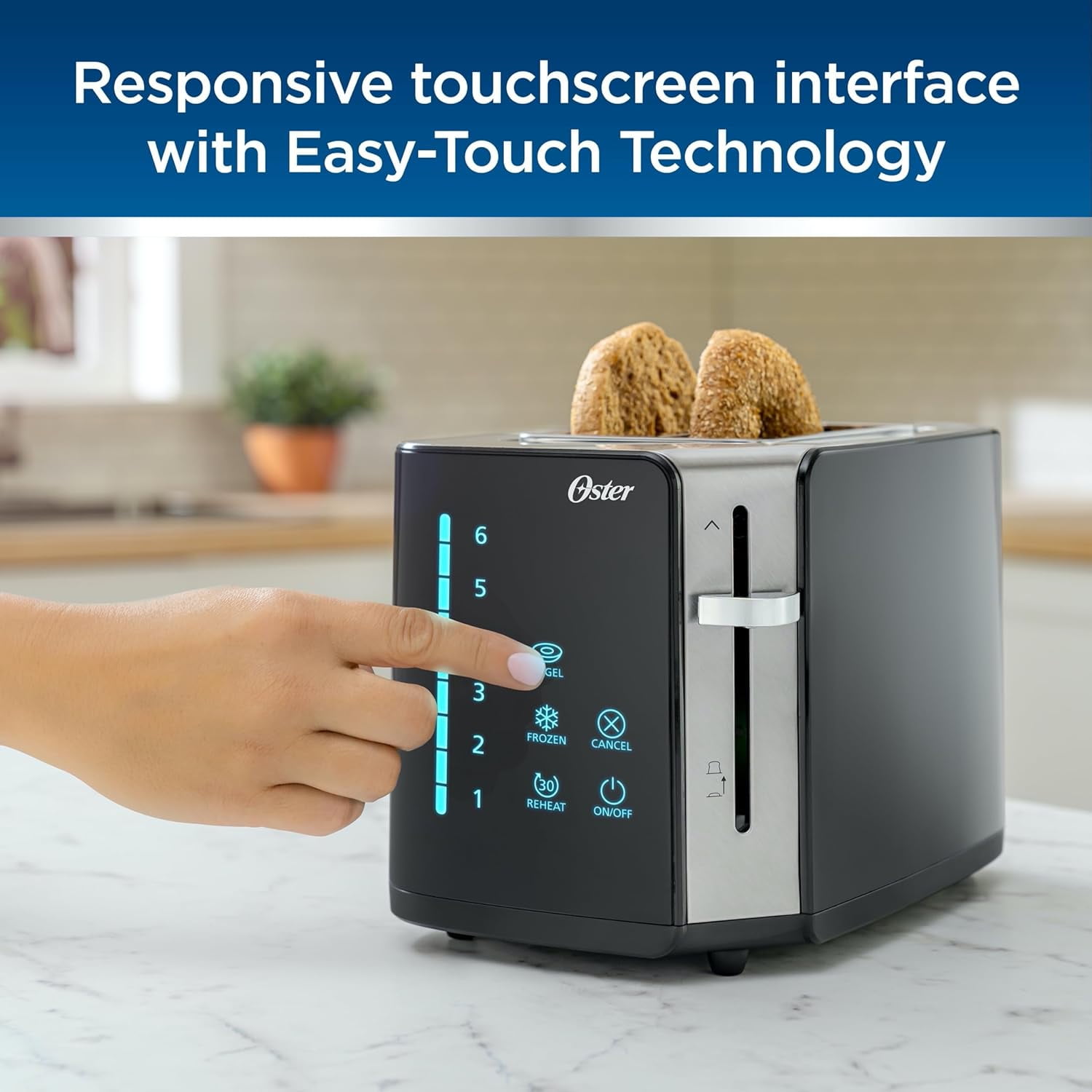 2-Slice Touchscreen Toaster, Digital Countdown Timer, 6 Shade Settings ...