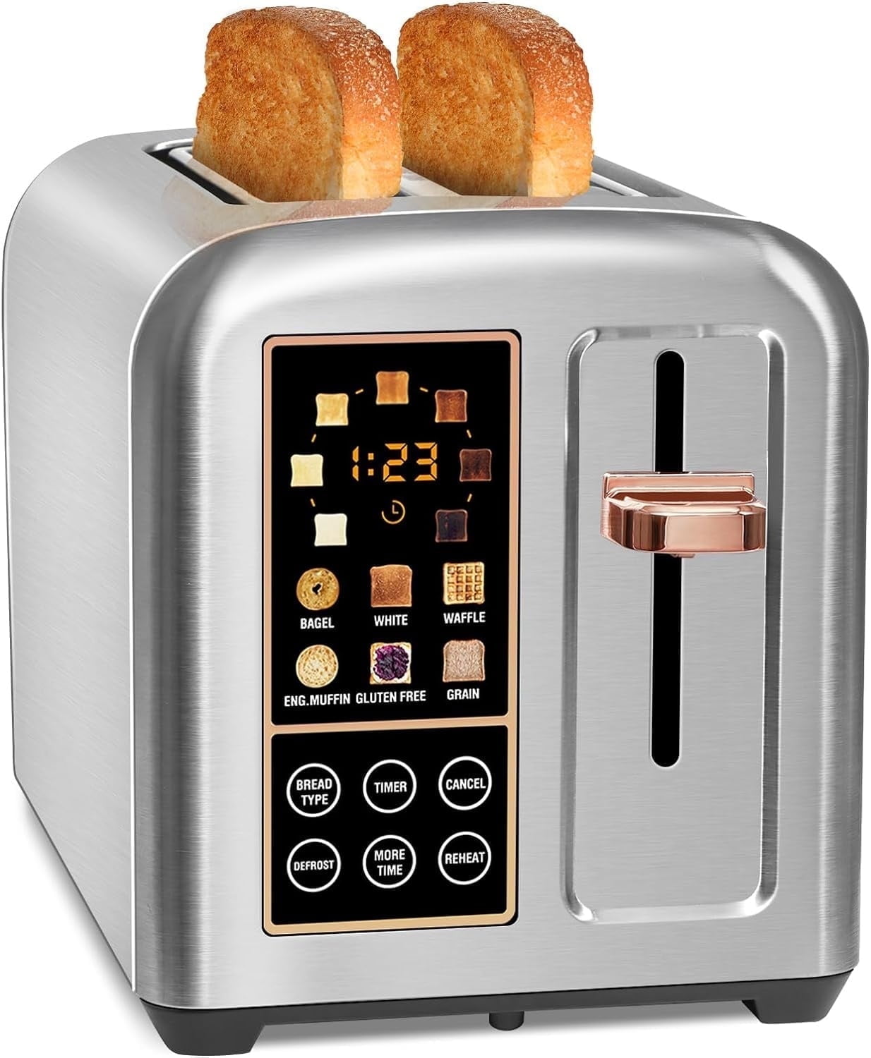 2 Slice Touchscreen Toaster with 1.4'' Wide Slot, 7 Shade Settings ...