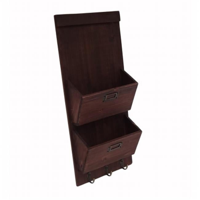 2 Slot Brown Wood Letter Holder with 3 Hooks - Walmart.com