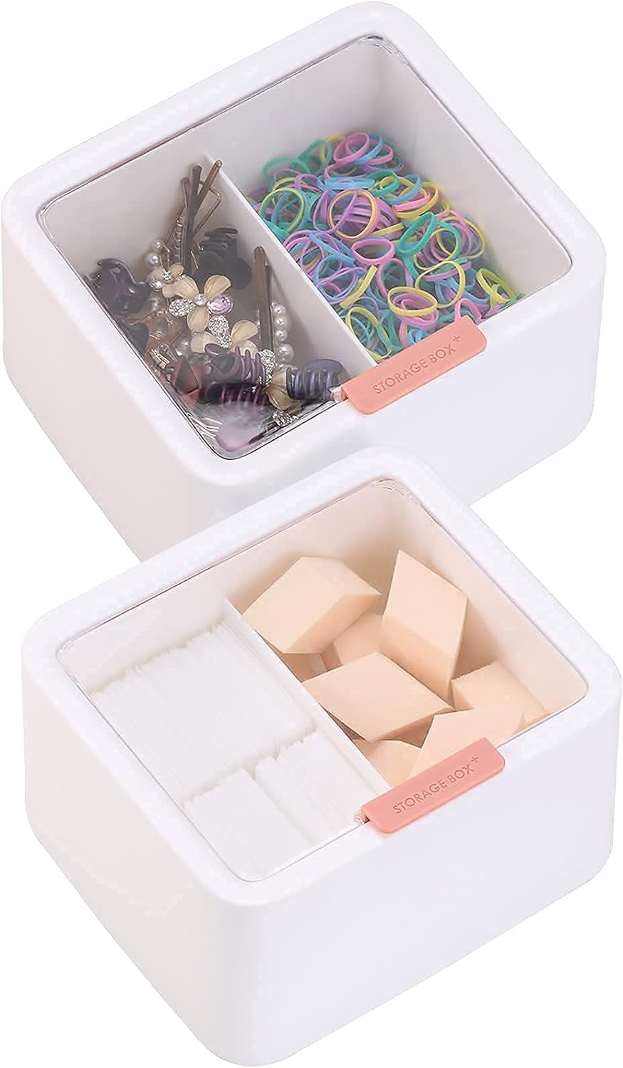 2 Slot Cotton Swab Ball Qtip Holder Jar Plastic Container Dispenser Box ...