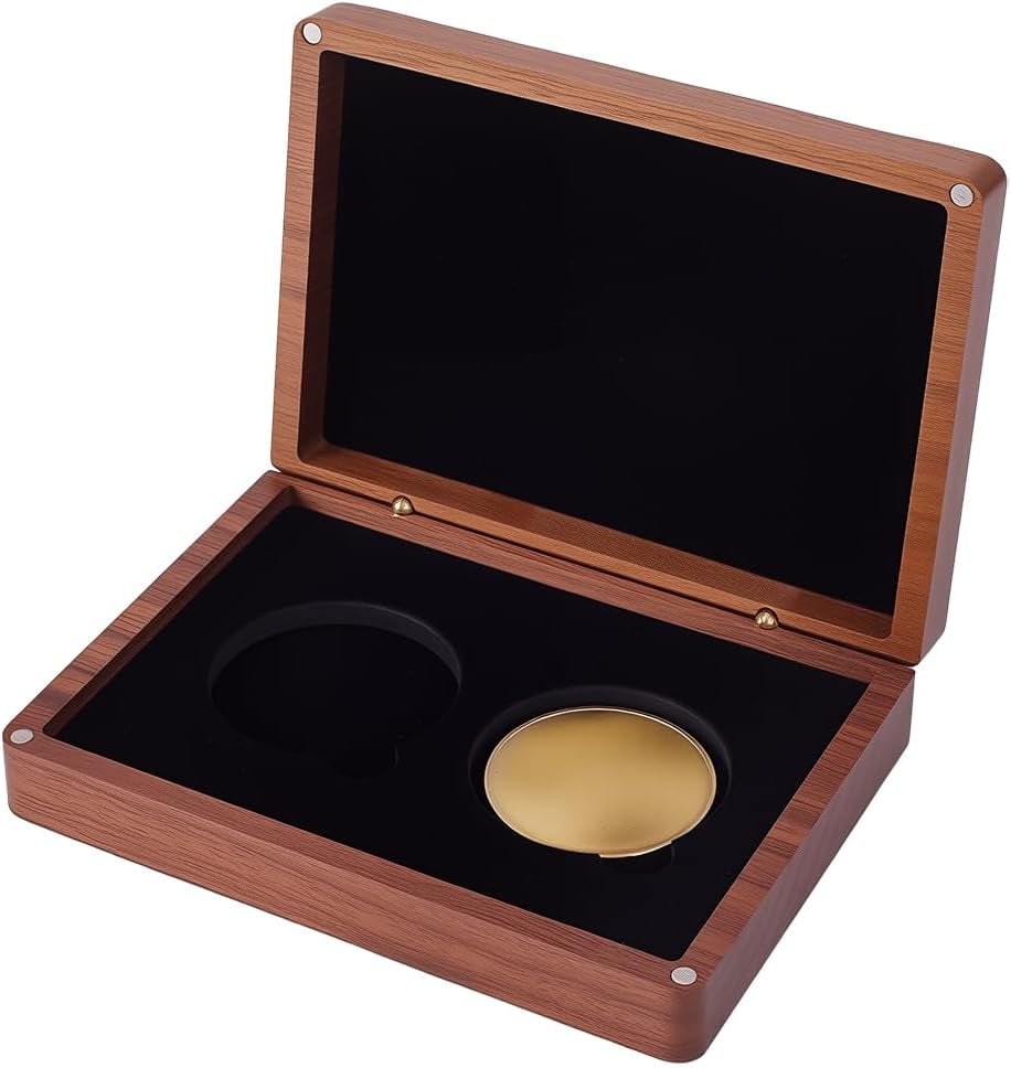 2-Slot Walnut Wood Challenge Coin Display Case Wooden Memory Box ...
