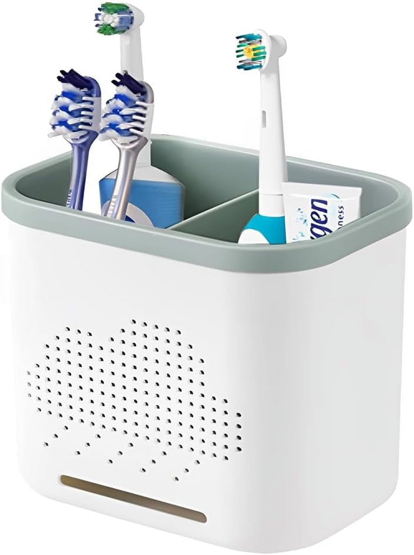 2 Slots Toothbrush Holder and Toothpaste Holder with Drain Hole ...