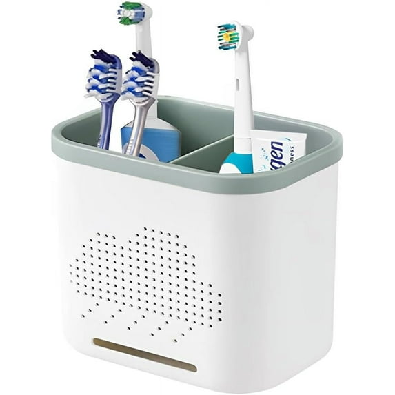 2 Slots Toothbrush Holder and Toothpaste Holder with Drain Hole ...