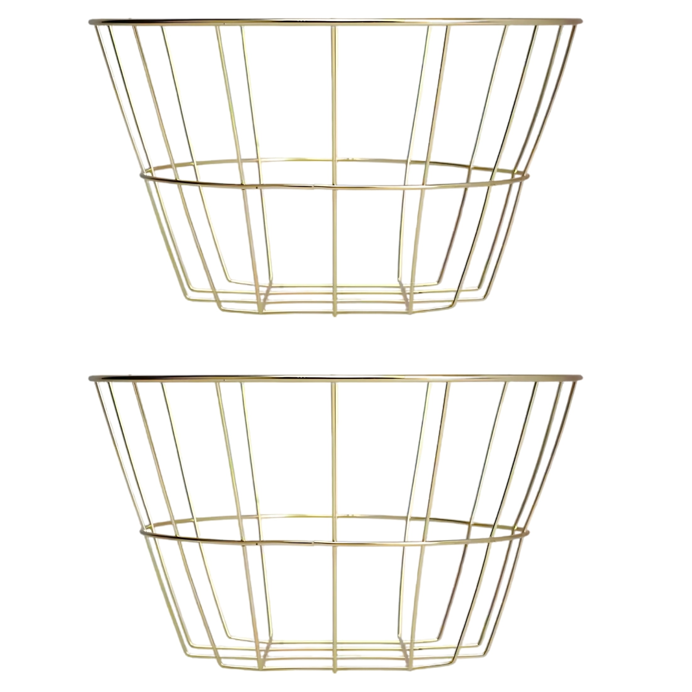 (2) Small Round Wire Gold Basket Without Handle, 4.75 in. Metal Storage ...