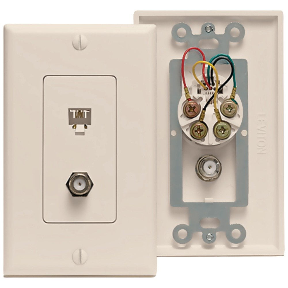 Leviton 40959-I Standard Telephone/Video Wall plate, 6P4C X F, Screw ...