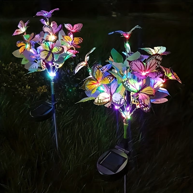 2 Solar Butterfly Garden Lights - Waterproof IP65 Outdoor Decorations ...