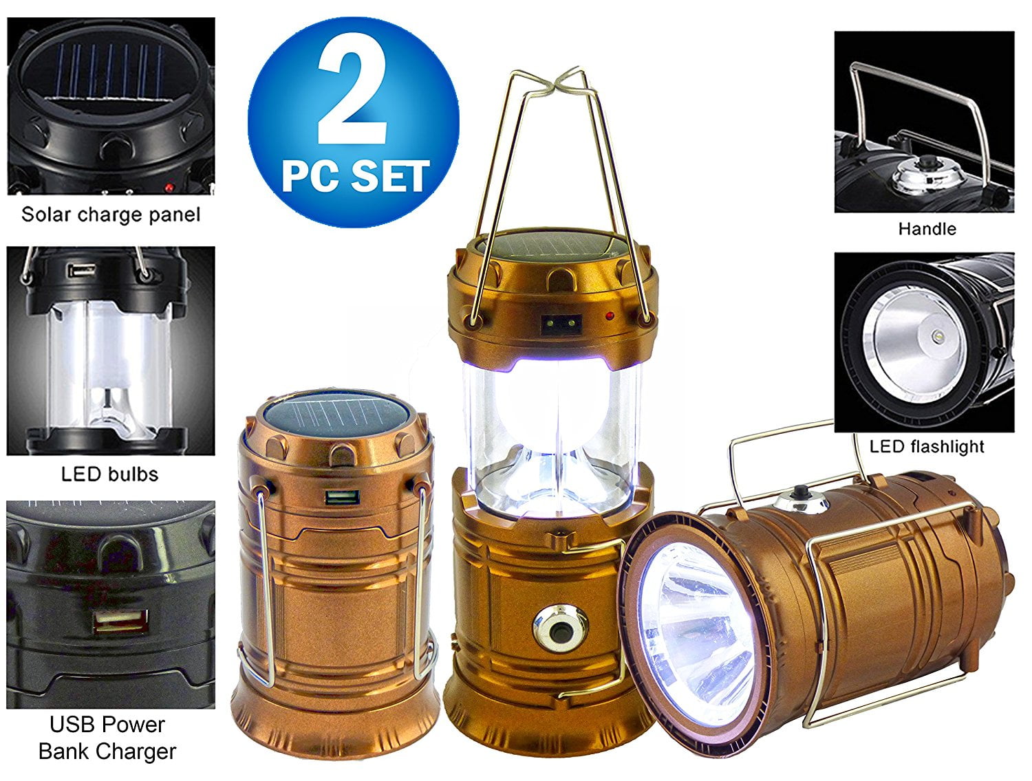 Solar Collapsible LED Lantern: Powerbank, Flashlight, USB Charging ...