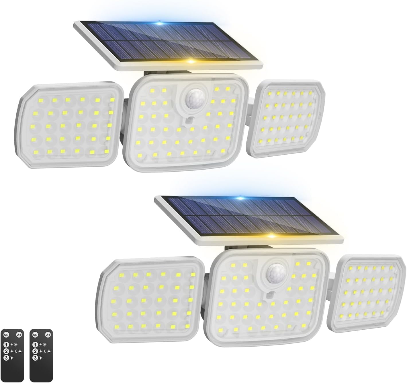 2 Solar Motion Lights Outdoor with Remote Control, Solar Light with 3 ...