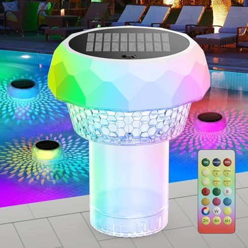 2 in Solar Pool Chlorine Floater Light, 7 Color Solar Pool Party Decor ...