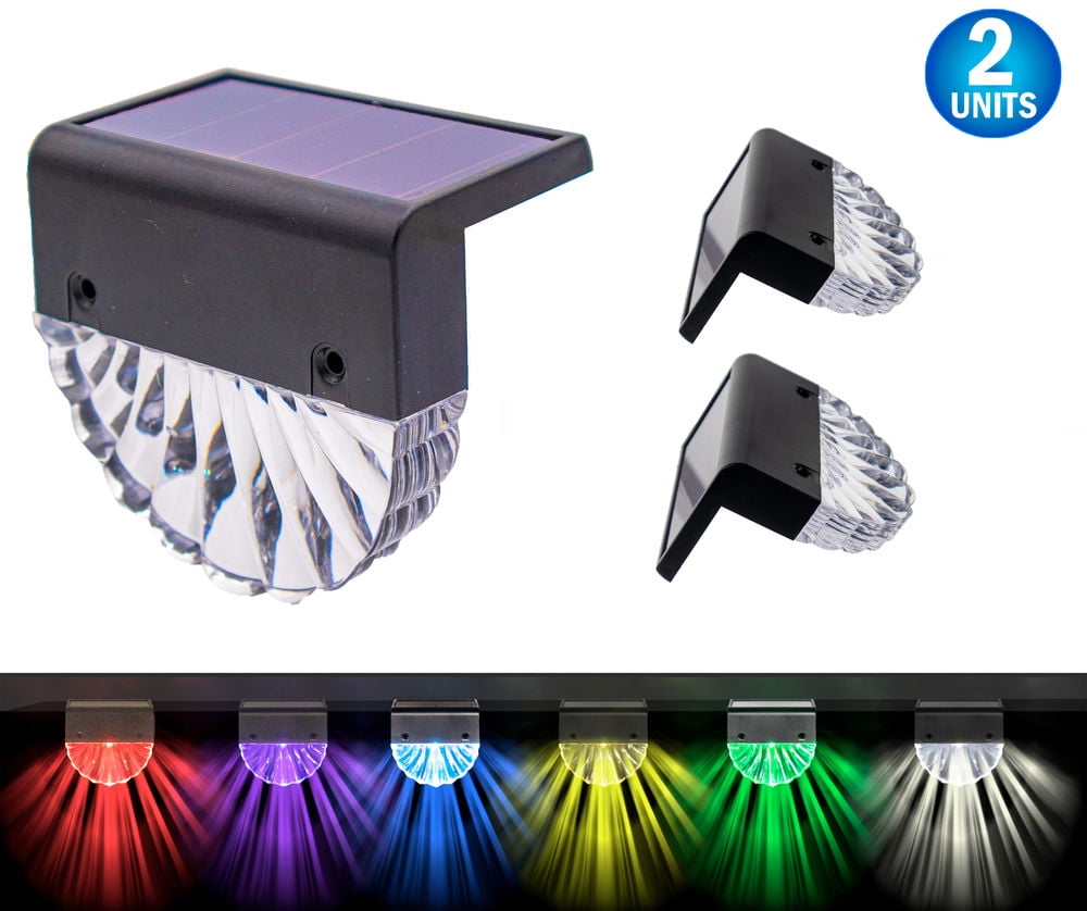 2 Solar Pool Deck Lights - Solar Powered RGB Step Lights - Waterproof ...
