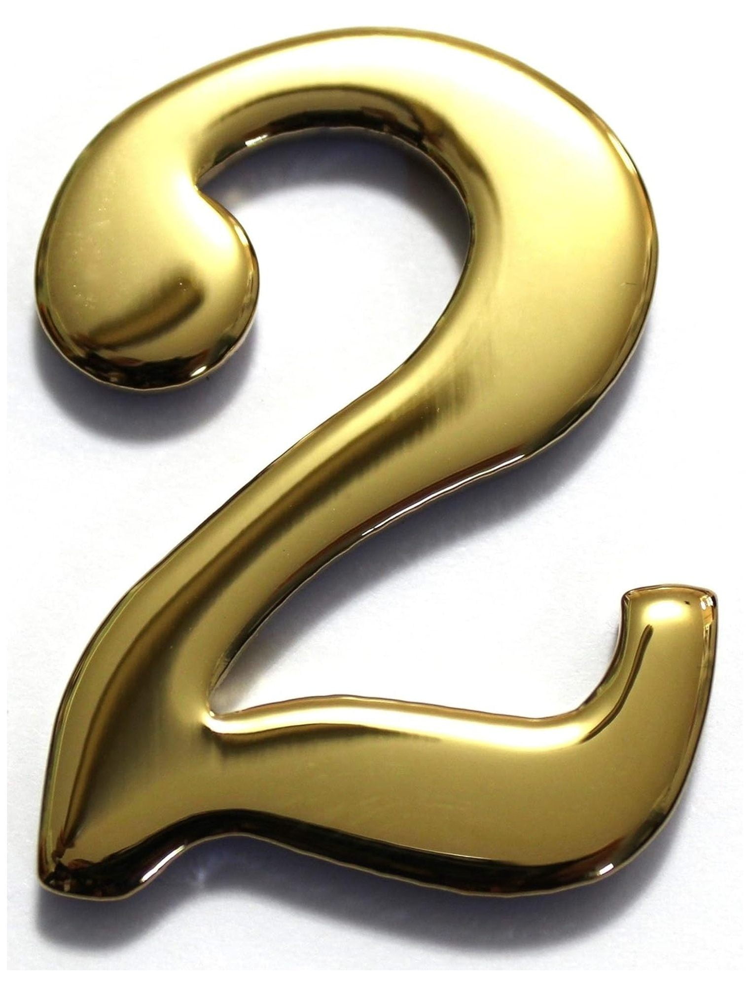 2" Solid Brass Mailbox Number #2 / Two Inch Tall Numbers with Peel and ...