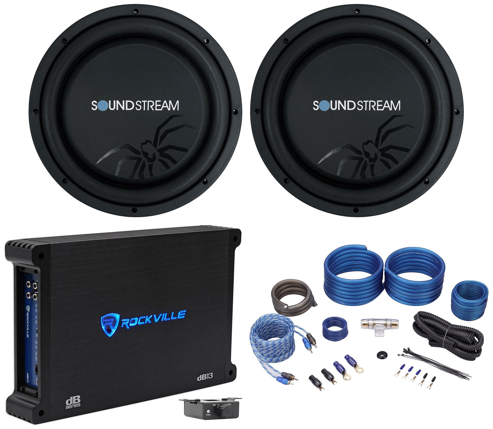 (2) Soundstream PSW.124 12" 600w Slim Shallow Subwoofers+Mono Amplifier ...