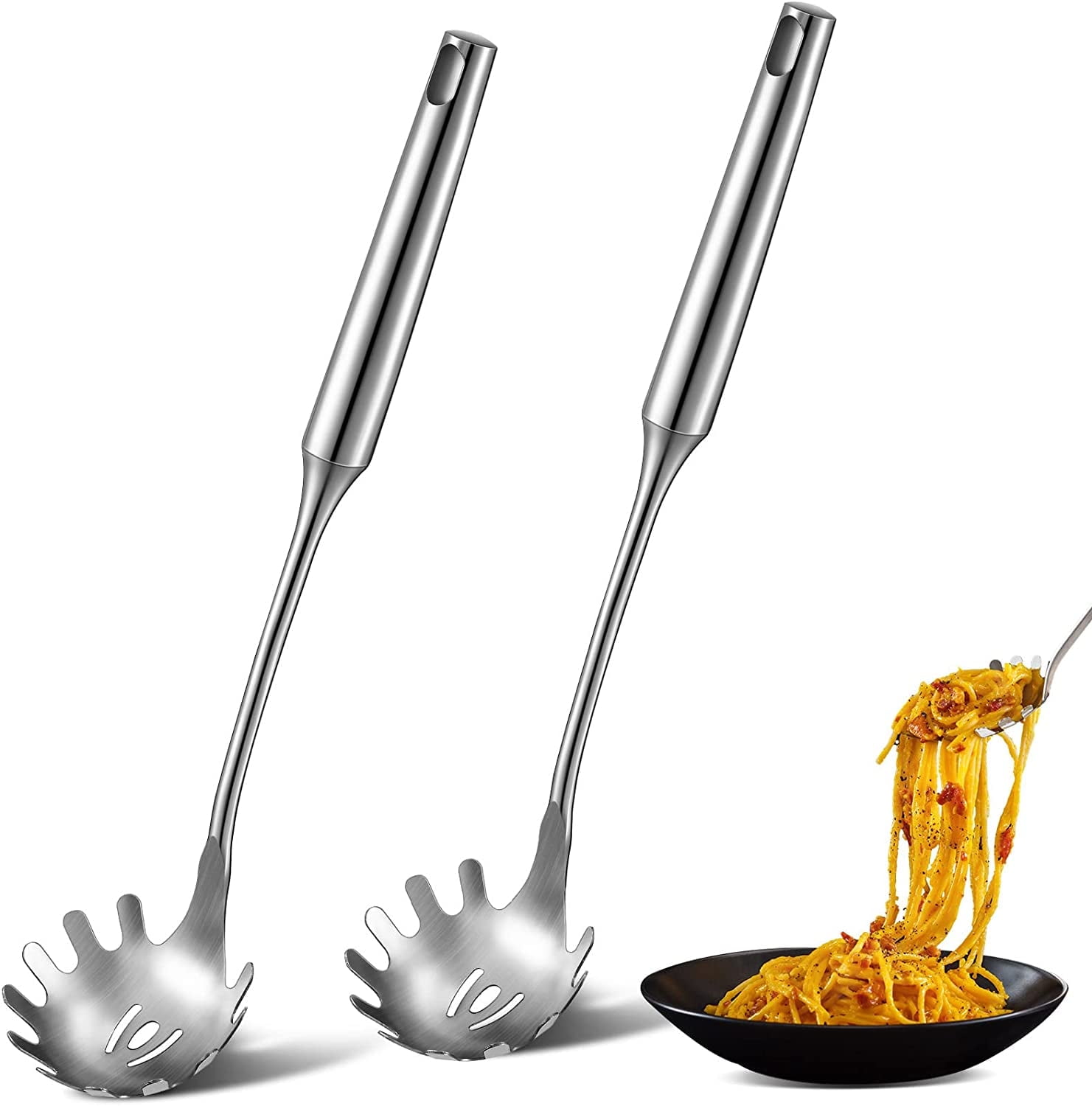 2 Spaghetti Server Stainless Steel Pasta Spoon Pasta Fork Pasta Ladle ...