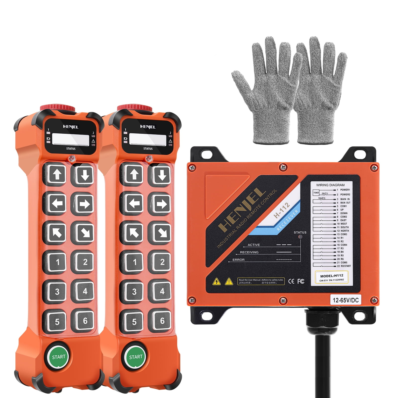 2 Speed 12 Channel Industrial Wireless Crane Radio Remote Control 12-65V 12V 24V DC for Electric ...