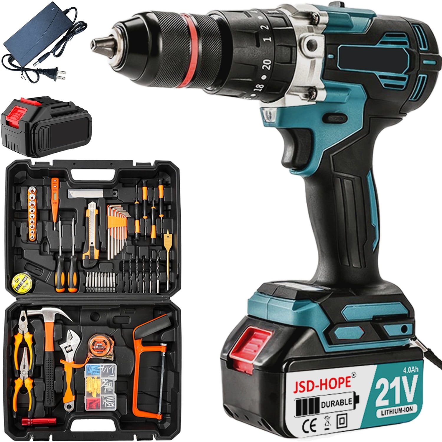 【2-Speed Brushless Drill】13mm Cordless Impact Drill-High Power Lithium ...