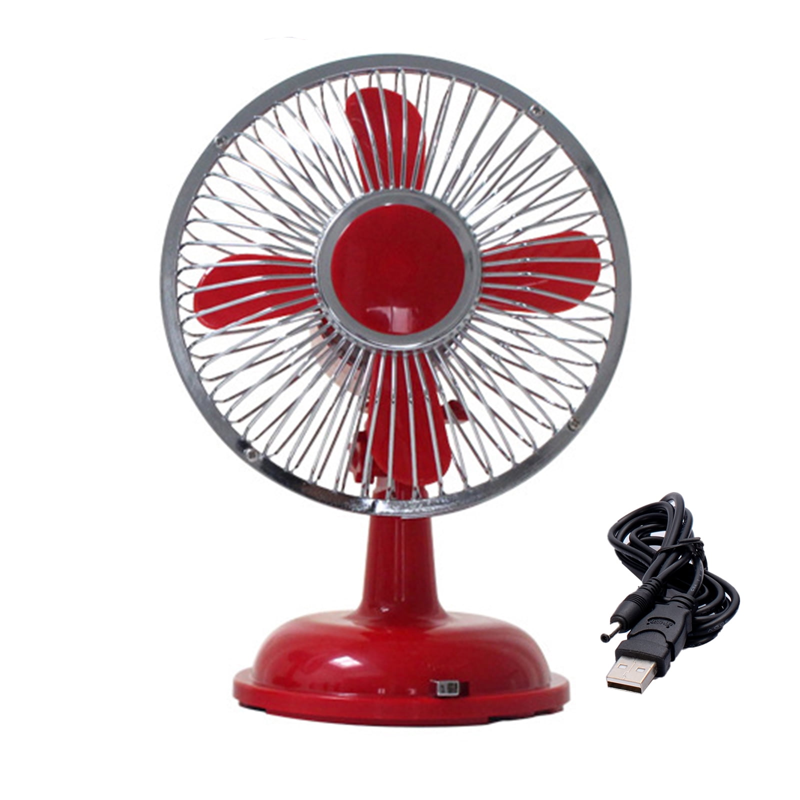 2-Speed Oscillating Table Fan 5.7'' Vintaged USB/AA Power Desk Fan ...