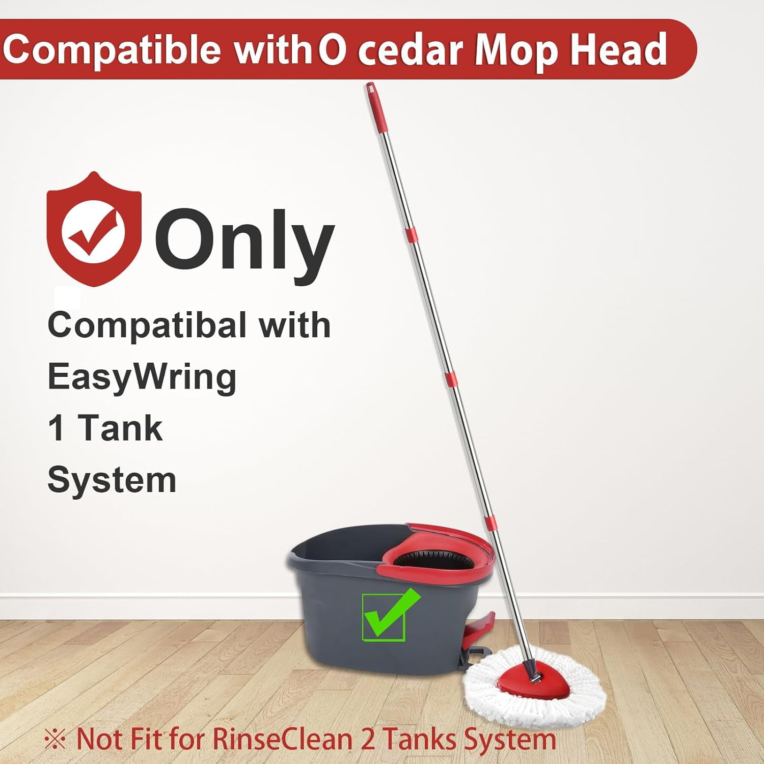 2 Spin Mop , 1 Base, 1 Mop Handle (30-58in) Combo Mops Set Compatible ...