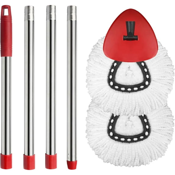 2 Spin Mop Head Replacement, 1 Base, 1 Mop Handle (30-58in) Combo Mops ...