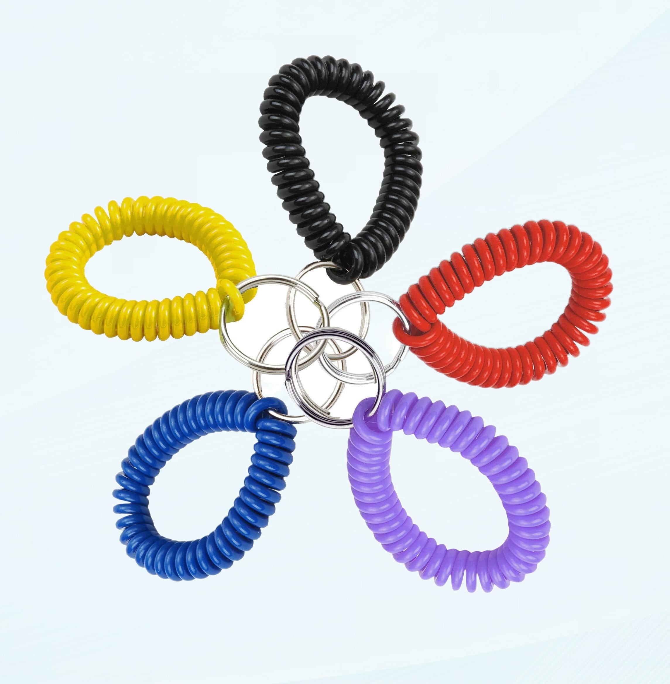 2" Spiral Wrist Coil with Steel Key Ring, Flexible Wrist Key Chain ...