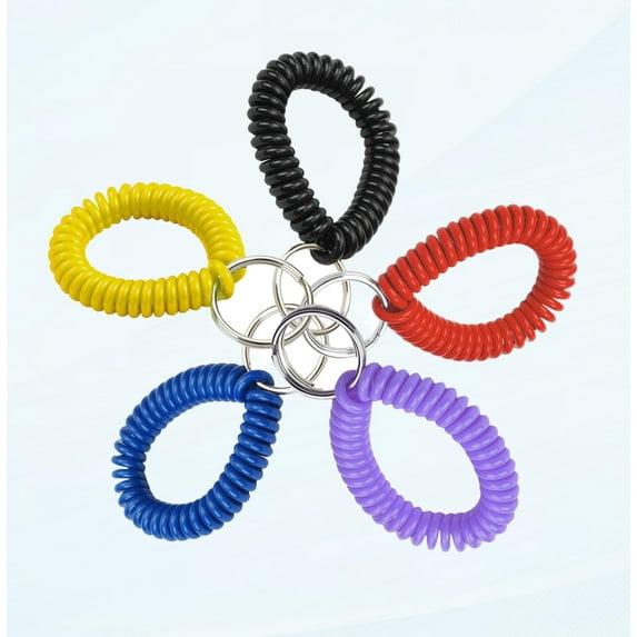 2" Spiral Wrist Coil with Steel Key Ring, Flexible Wrist Key Chain ...